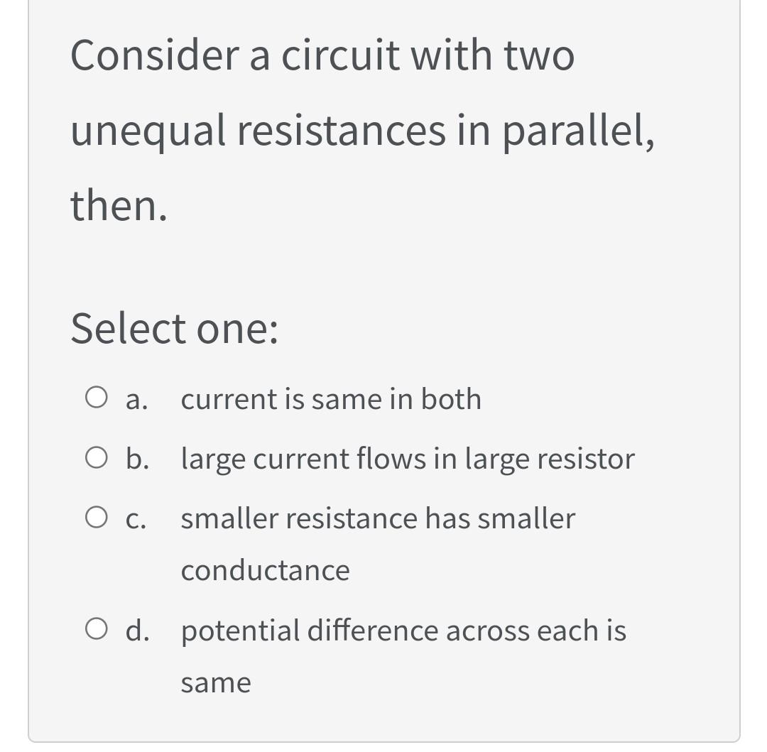 Solved Consider a circuit with two unequal resistances in | Chegg.com