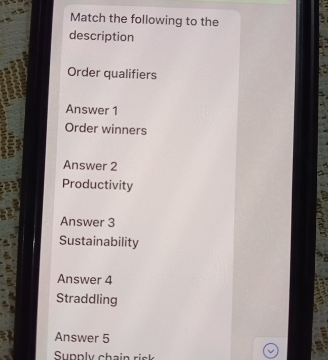 Solved Match the following to the descriptionOrder | Chegg.com