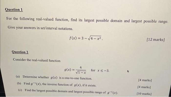 Solved For the following real-valued function, find its | Chegg.com