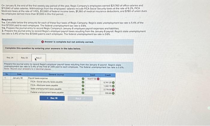 Solved On January 8 , the end of the first weekly pay period | Chegg.com