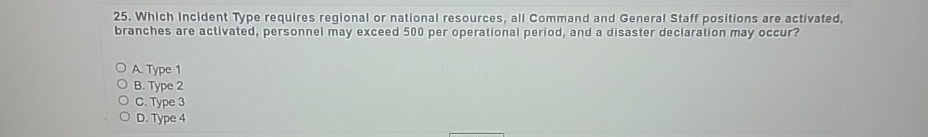 Solved Which Incident Type requires regional or national | Chegg.com