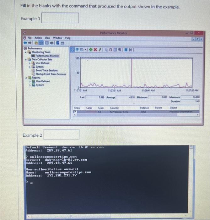 Solved Fill in the blanks with the command that produced the | Chegg.com