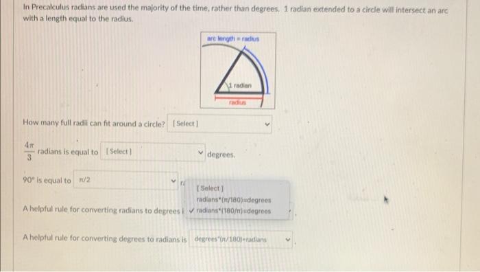 Solved In Precalculus radians are used the majority of the | Chegg.com
