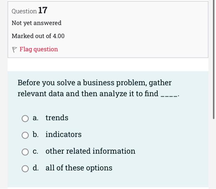 Solved Before you solve a business problem, gather relevant | Chegg.com