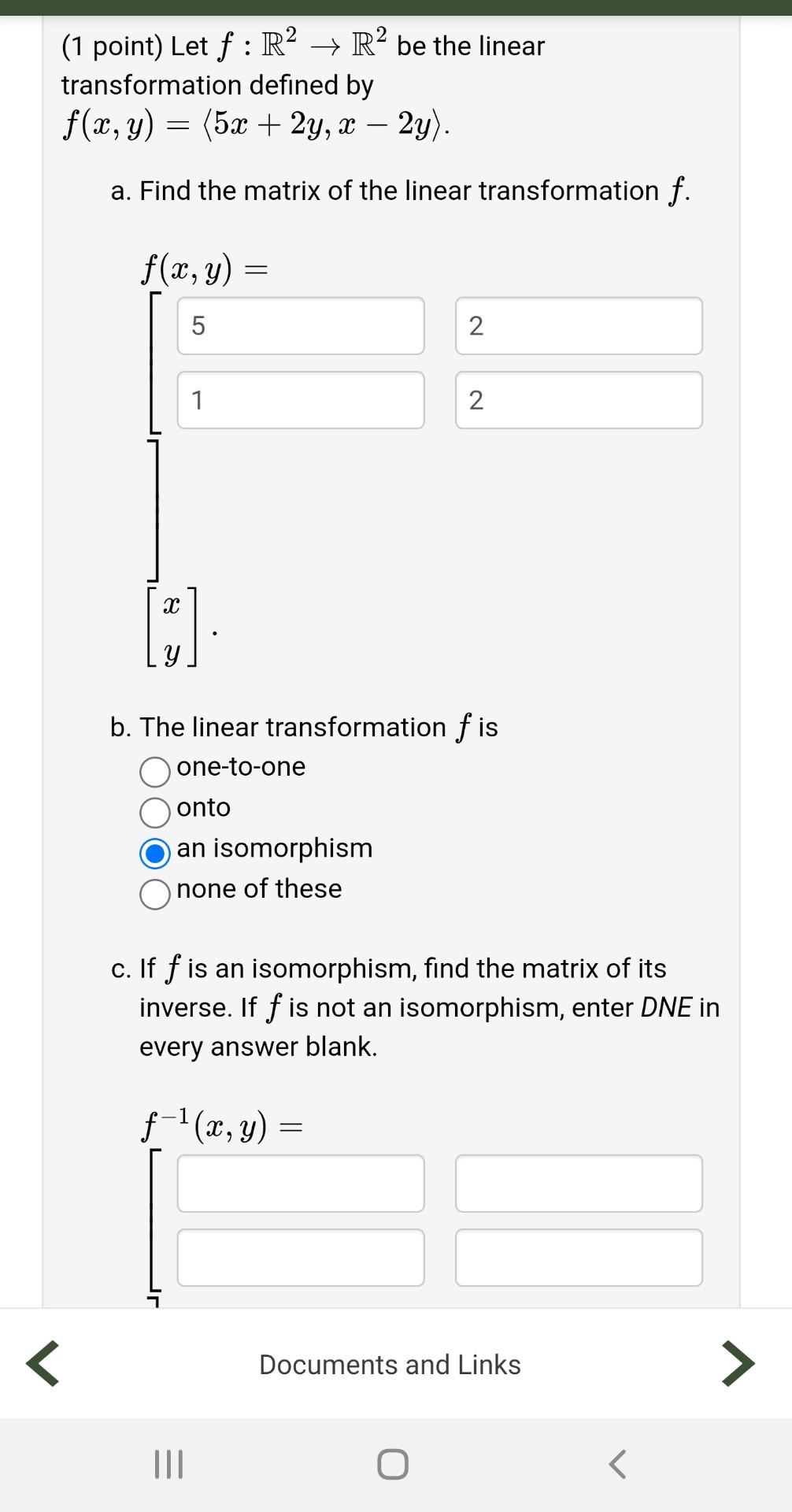 Solved (1 point) Let f: R2 + R2 be the linear transformation | Chegg.com