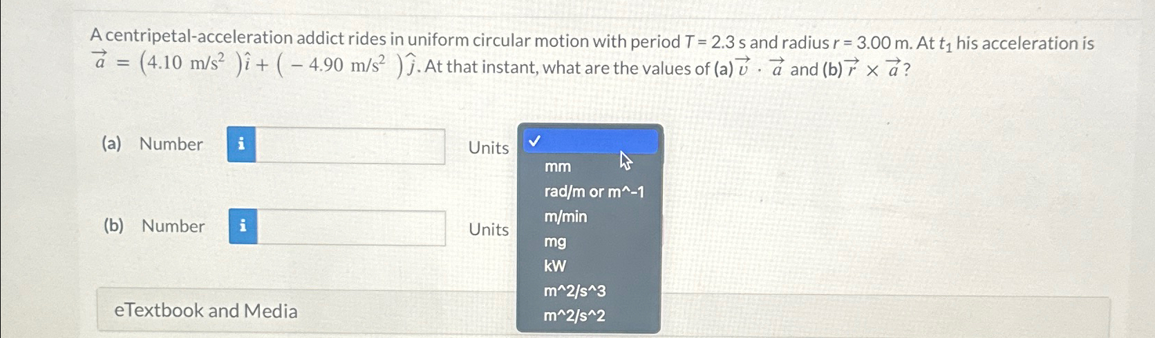 Solved A centripetal-acceleration addict rides in uniform | Chegg.com