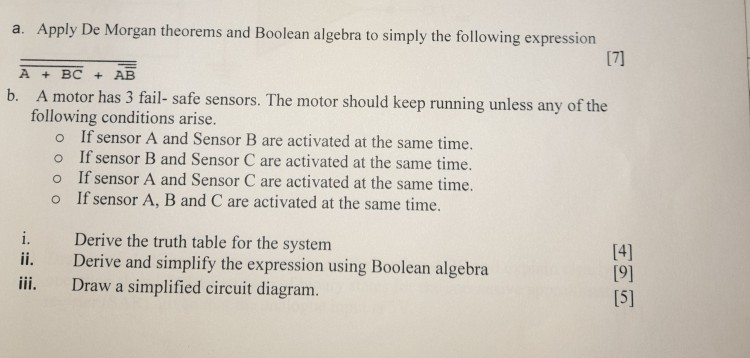 Solved a. Apply De Morgan theorems and Boolean algebra to | Chegg.com