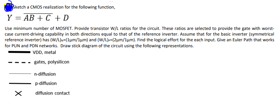 Sketch a CMOS realization for the following | Chegg.com