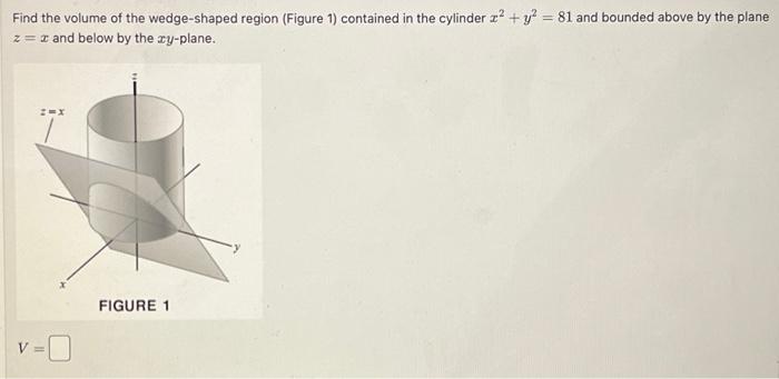 Solved Find the volume of the wedge-shaped region (Figure 1) | Chegg.com