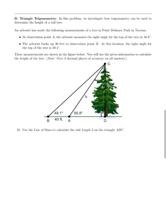 Solved D. Triangle Trigonometry. In this problem, we | Chegg.com Solved D. Triangle Trigonometry. In this problem, we | Chegg.com