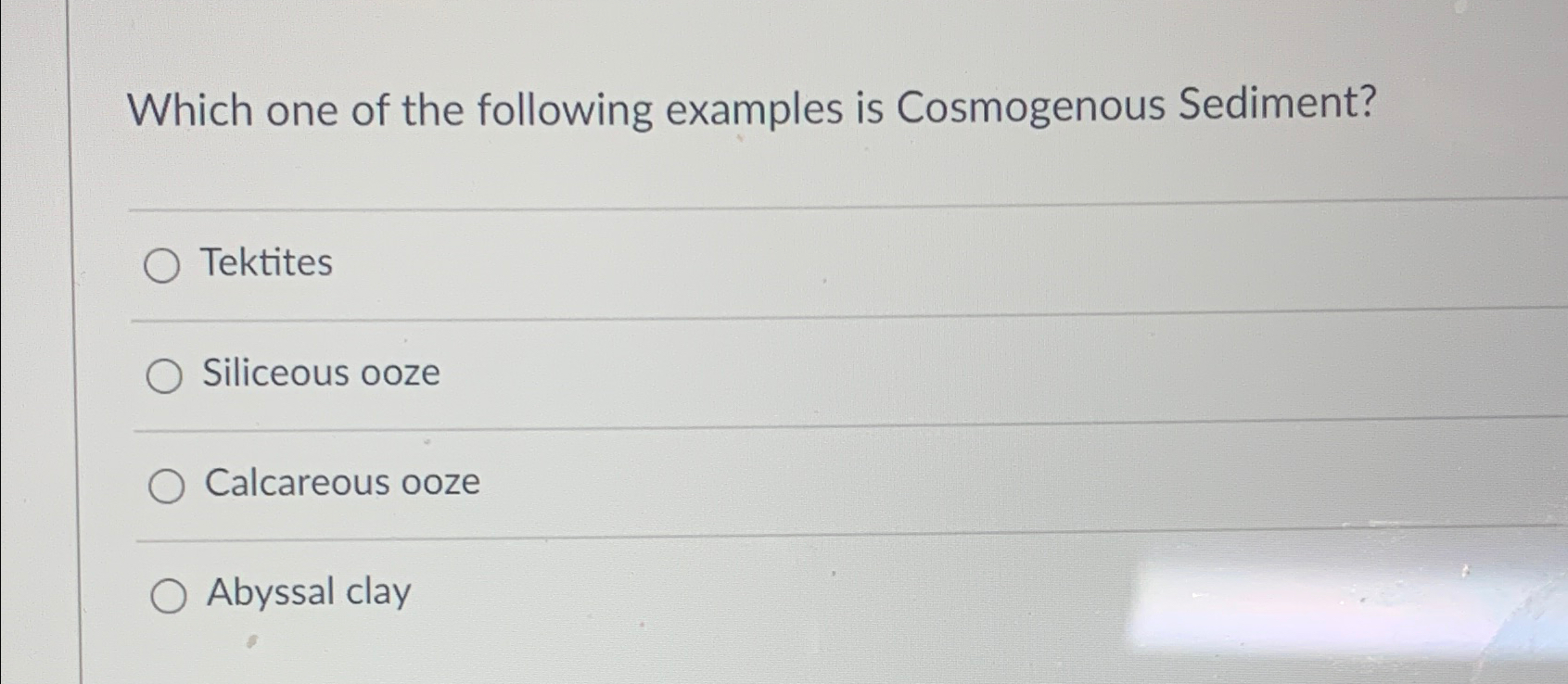 Solved Which one of the following examples is Cosmogenous | Chegg.com