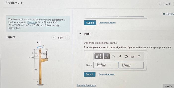 Solved The beam-column is fixed to the floor and supports | Chegg.com