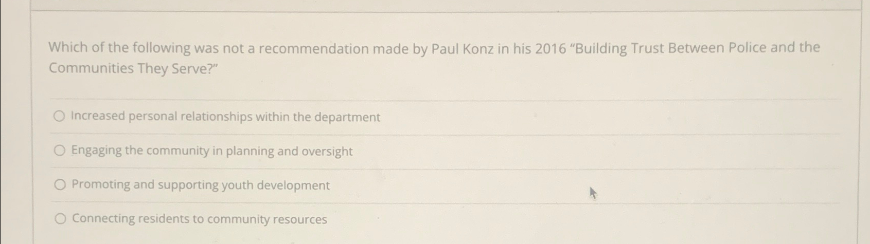 Solved Which of the following was not a recommendation made | Chegg.com