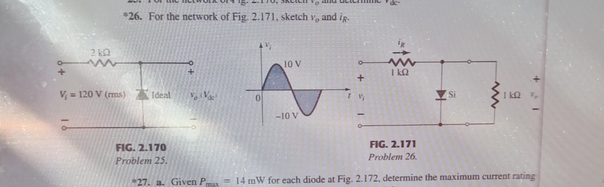 Solved 26 For the network of fig 2.171 , sketch v0 and iR | Chegg.com