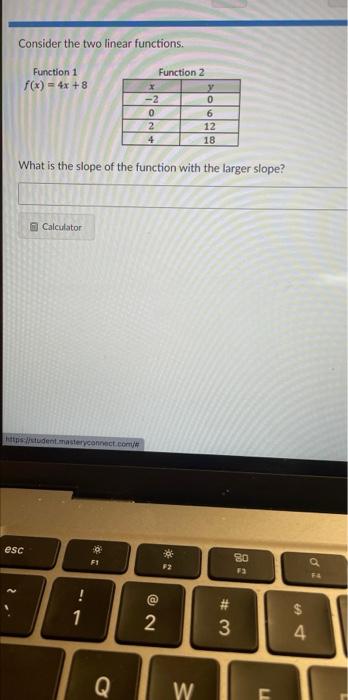 Solved Consider the two linear functions. Function 1 f(x) = | Chegg.com