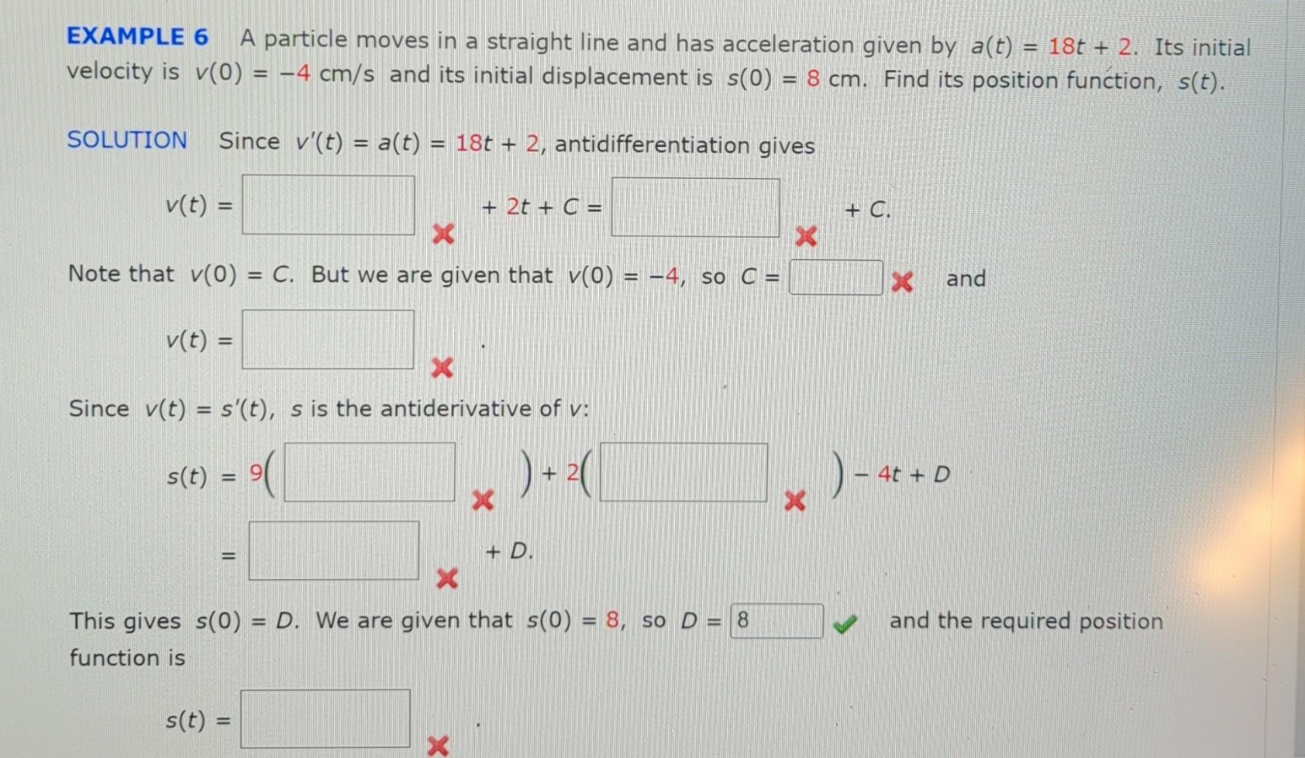 Solved = EXAMPLE 6 A particle moves in a straight line and | Chegg.com