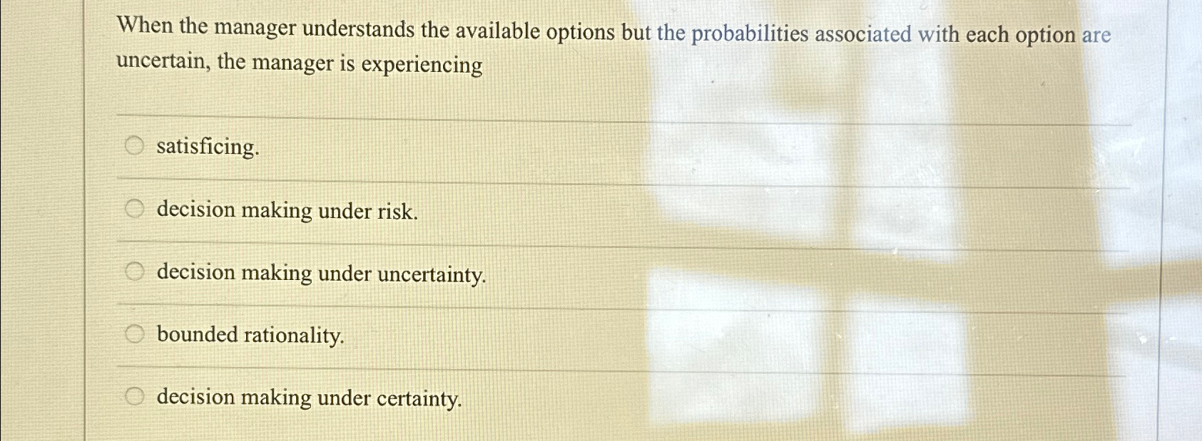 Solved When the manager understands the available options | Chegg.com