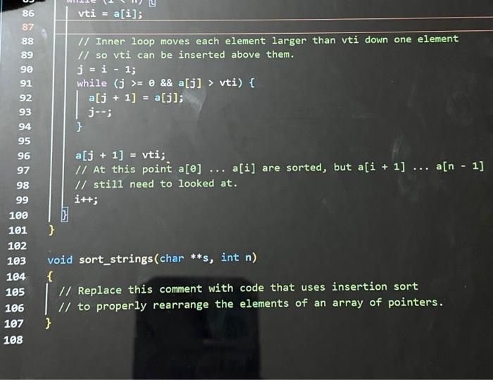 Solved Exercise F Processing Arrays Of Pointers In C Read