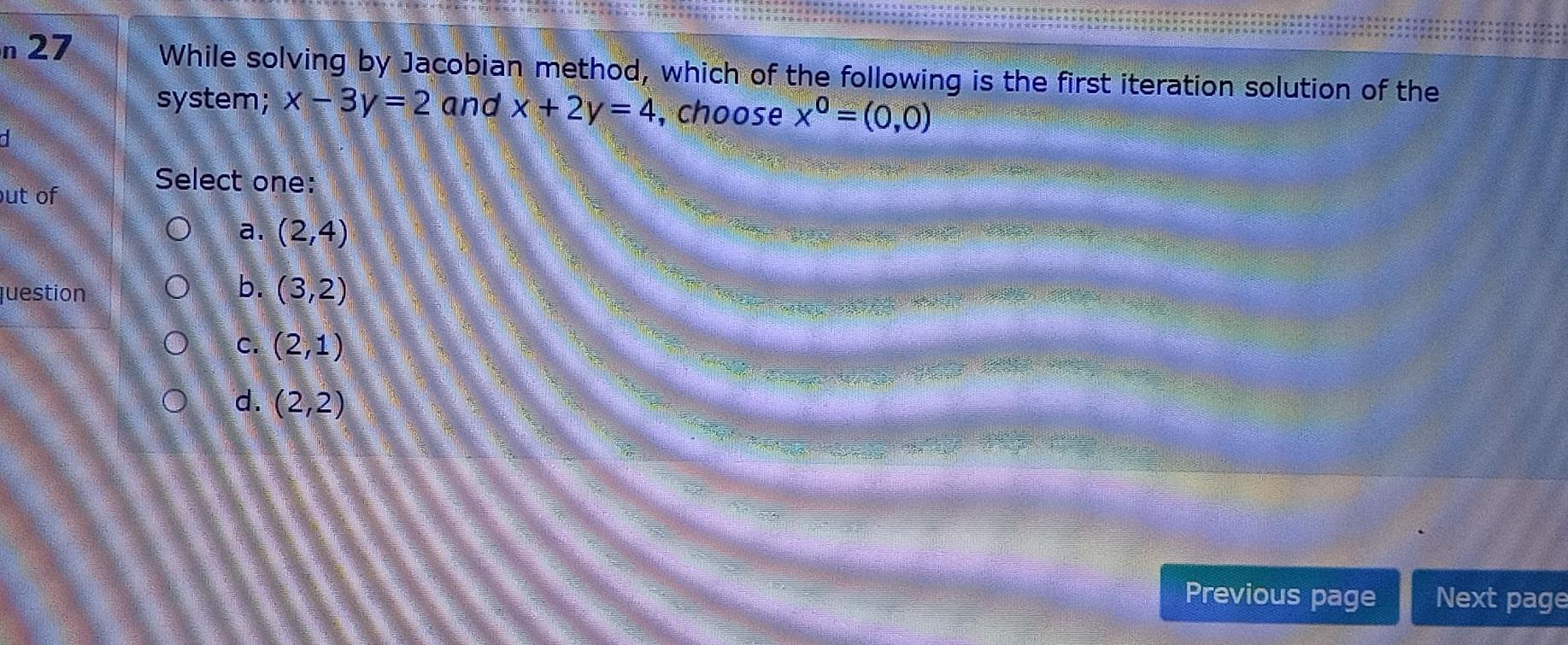 Solved n 27 While solving by Jacobian method, which of the | Chegg.com