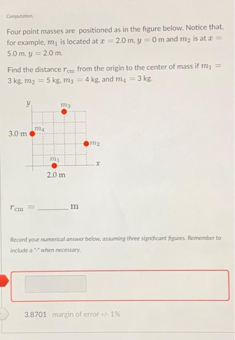 Solved Computation. Four point masses are positioned as in | Chegg.com