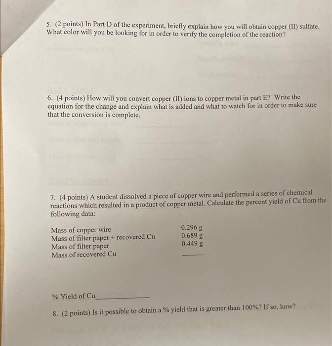 Solved 5. (2 points) In Part D of the experiment, briefly | Chegg.com