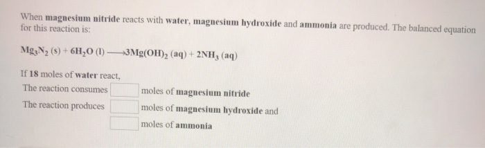 Solved When magnesium nitride reacts with water, magnesium | Chegg.com