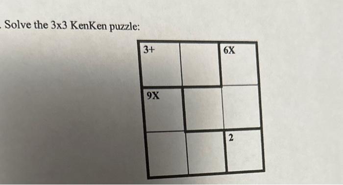 Solved Solve the 3×3 KenKen puzzle: | Chegg.com