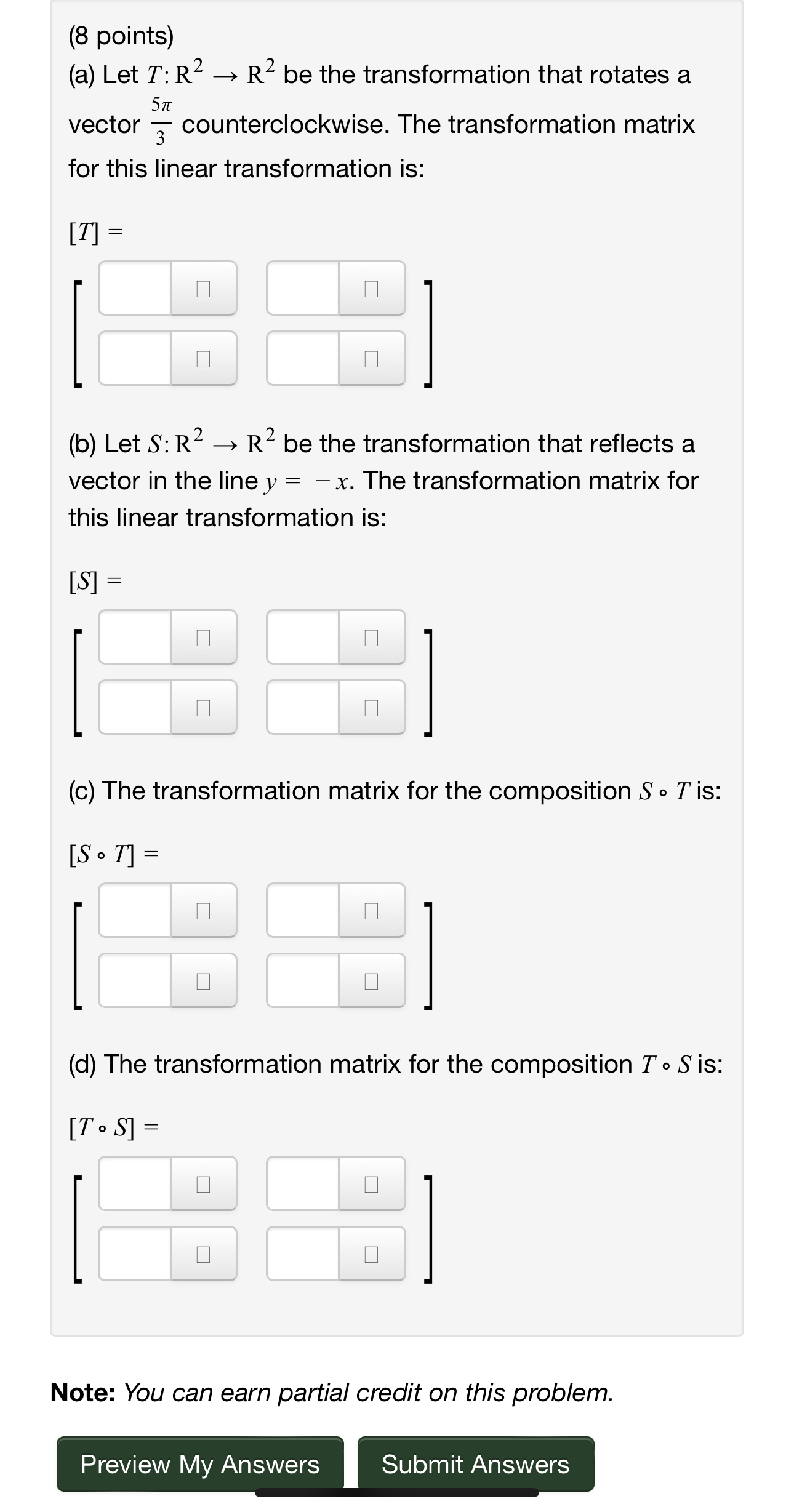 Solved (8 ﻿points)(a) ﻿Let T:R2→R2 ﻿be the transformation | Chegg.com