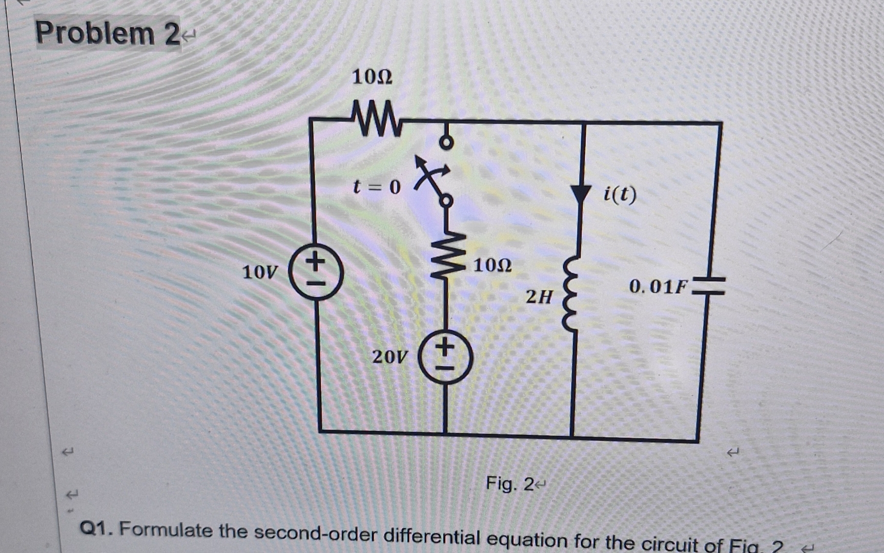 Solved Problem 2Fig. 2Q1. ﻿Formulate the second-order | Chegg.com