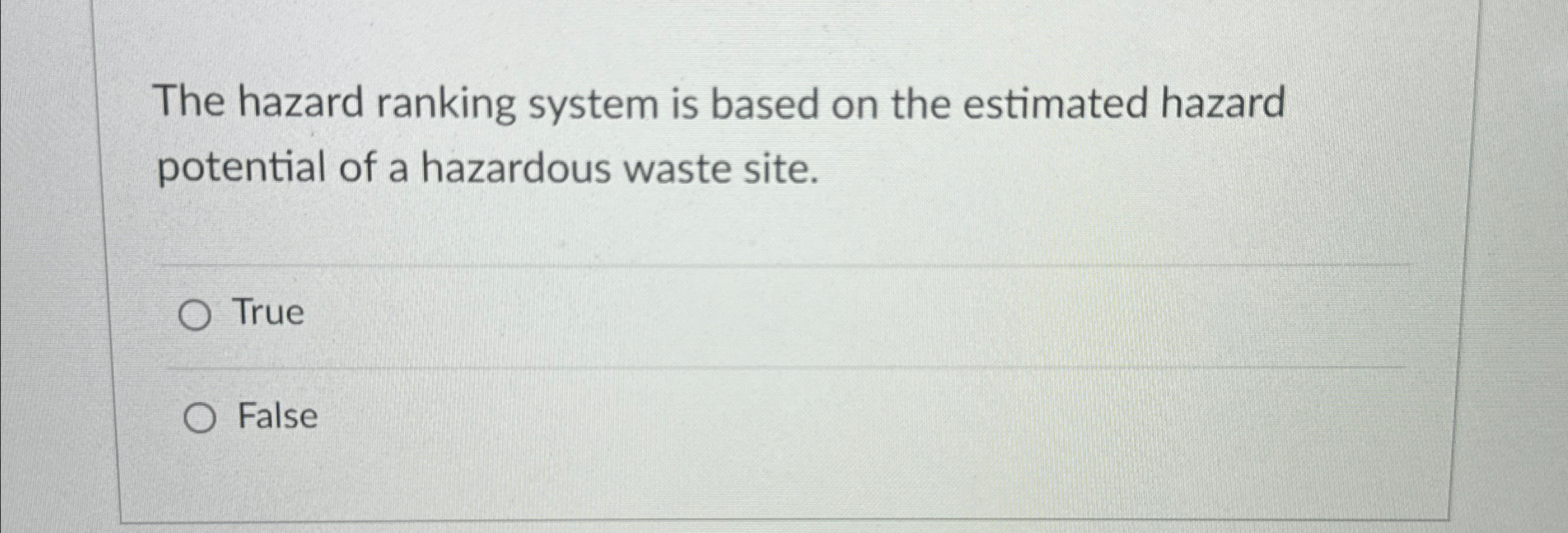 Solved The hazard ranking system is based on the estimated | Chegg.com