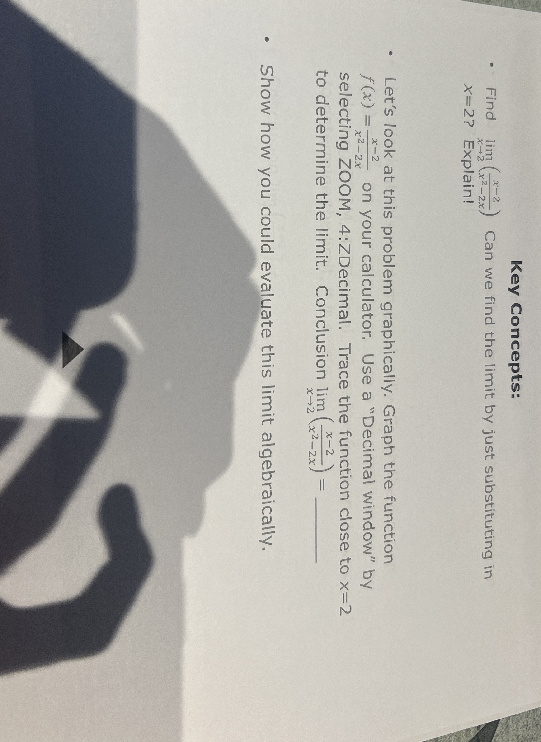 Solved Key Concepts:Find limx→2(x-2x2-2x) ﻿Can we find the | Chegg.com