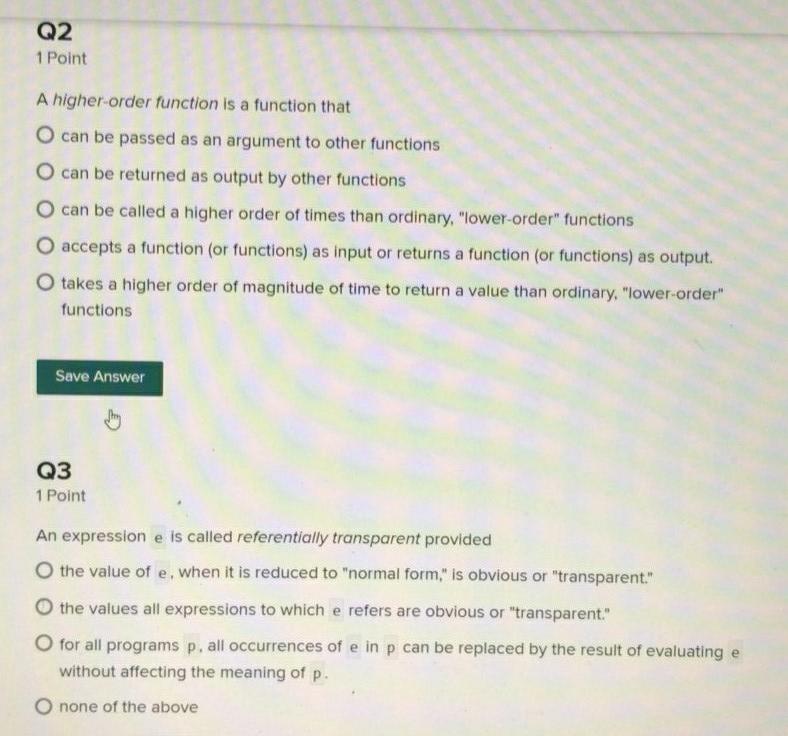 Solved Q1 Programming Paradigms 6 Points Q1.1 2 Points Which | Chegg.com
