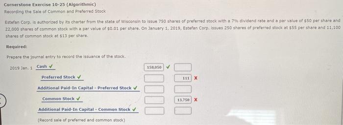 Solved Cornerstone Exercise 10-25 (Algorithmic) Recording | Chegg.com