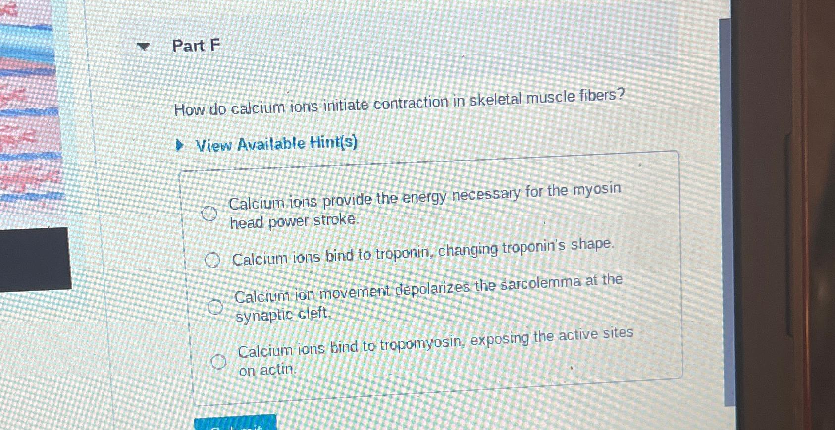 Solved Part FHow do calcium ions initiate contraction in | Chegg.com