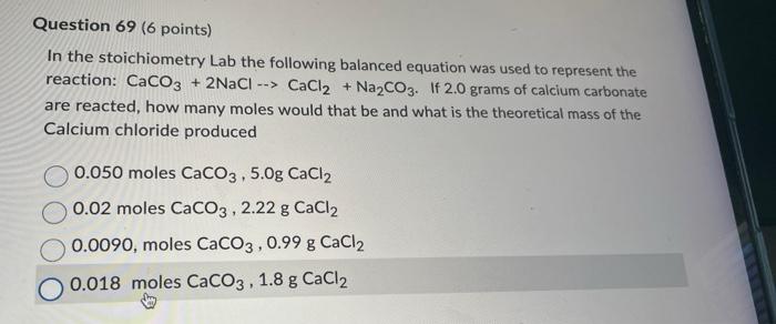 Solved In the stoichiometry Lab the following balanced | Chegg.com