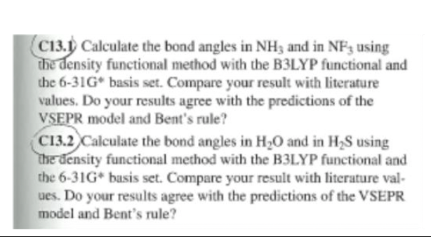 C13.1 ﻿Calculate the bond angles in NH3 ﻿and in NF3 | Chegg.com