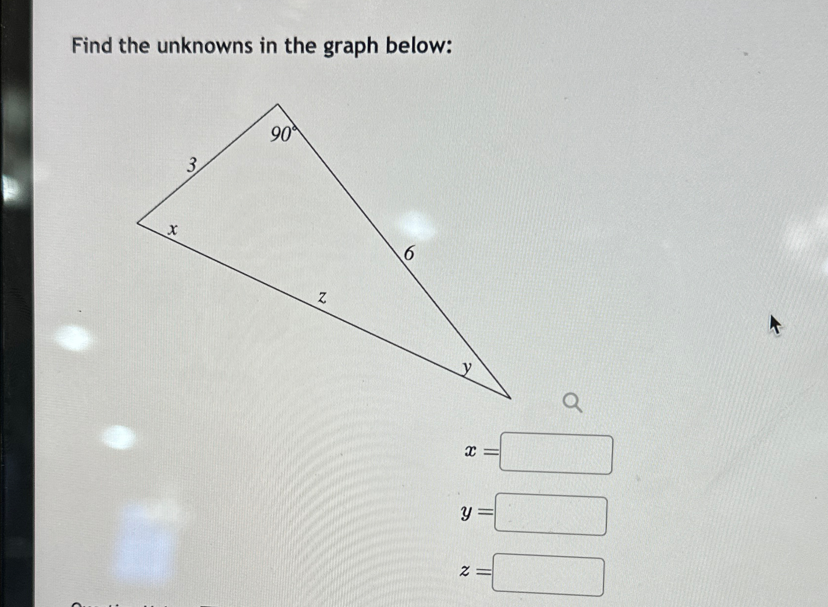 Solved Find the unknowns in the graph below:x=y=z= | Chegg.com