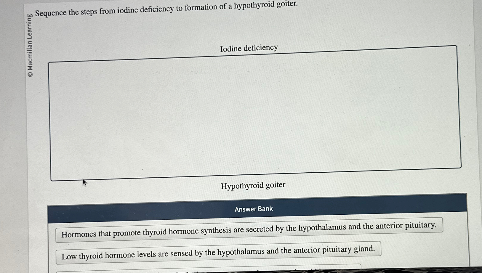 Solved Sequence the steps from iodine deficiency to | Chegg.com Solved Sequence the steps from iodine deficiency to | Chegg.com