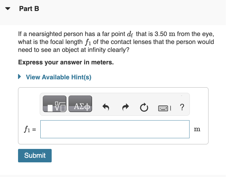Solved If a nearsighted person has a far point df ﻿that is | Chegg.com