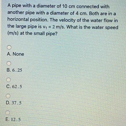 Solved A pipe with a diameter of 10 cm connected with | Chegg.com