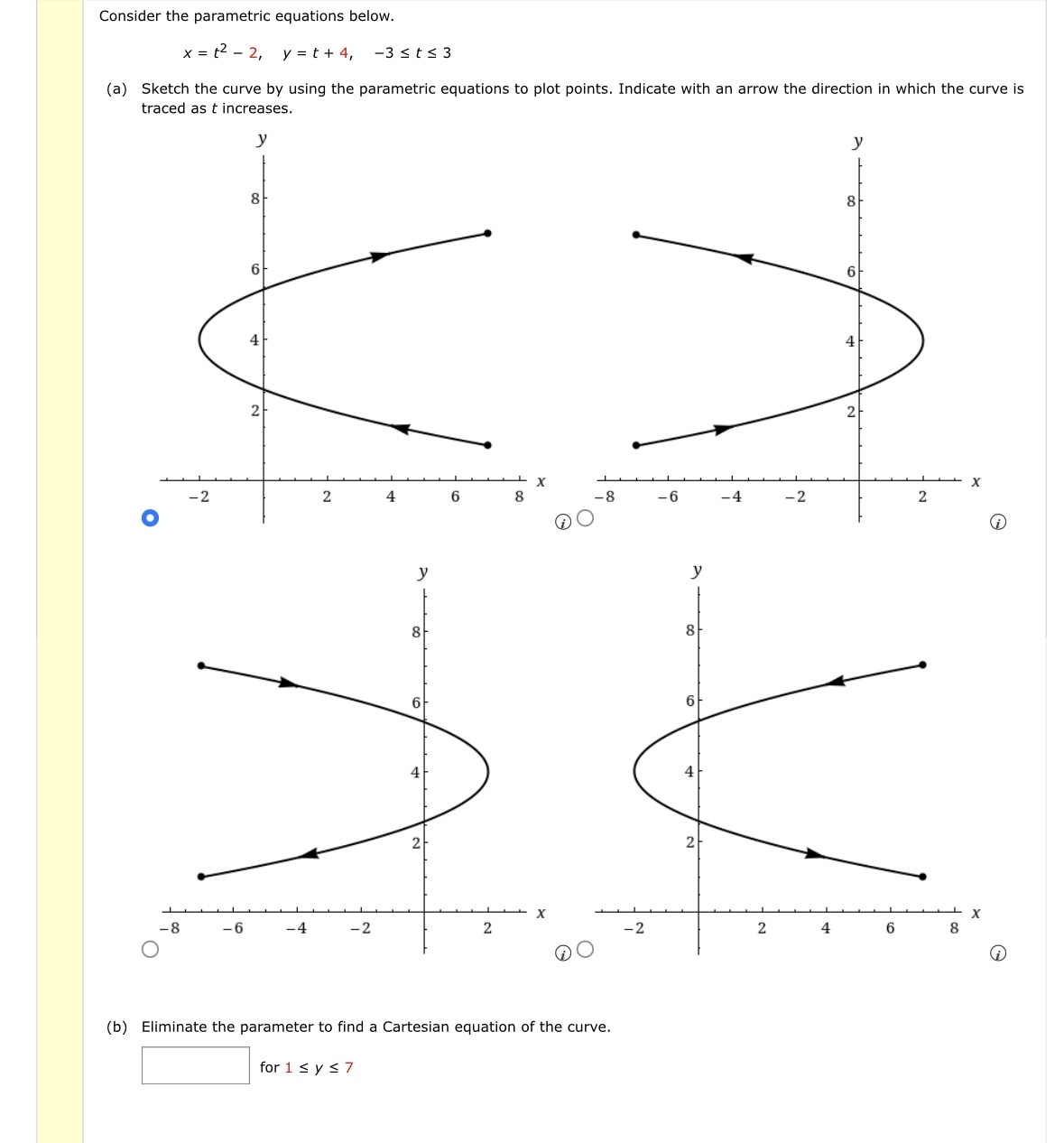 Solved Consider the parametric equations | Chegg.com