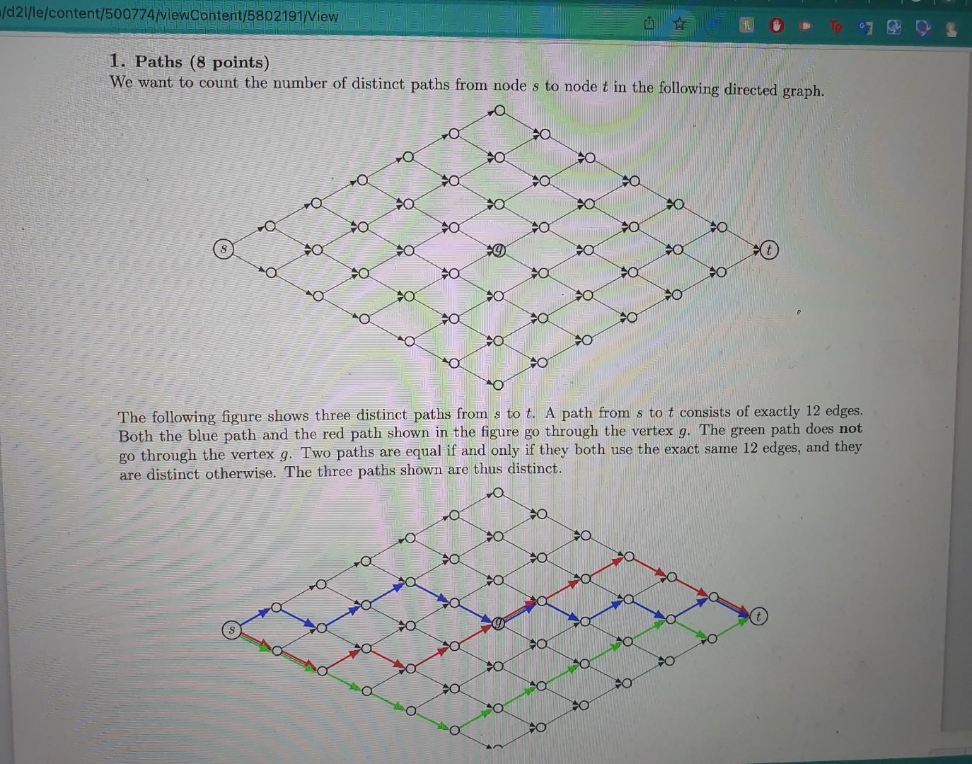 Solved 1. Paths ( 8 points) We want to count the number of | Chegg.com