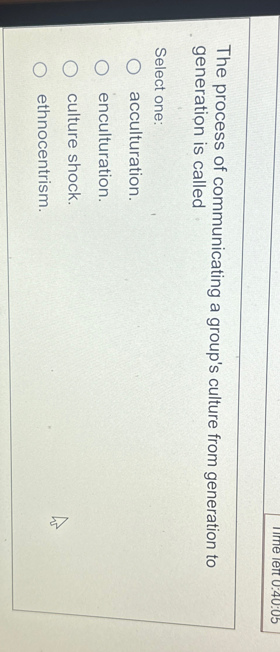 Solved 1ime lett 0:40:05The process of communicating a | Chegg.com