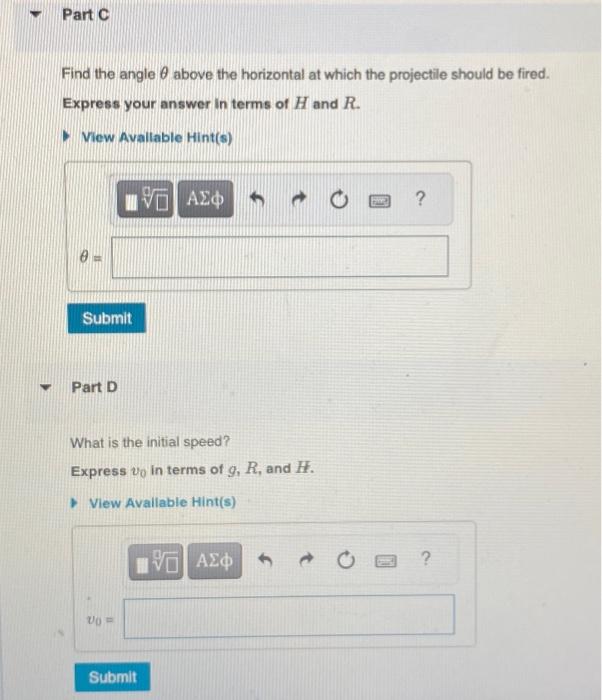 Solved A projectile is fired with speed v0 at an angle θ | Chegg.com