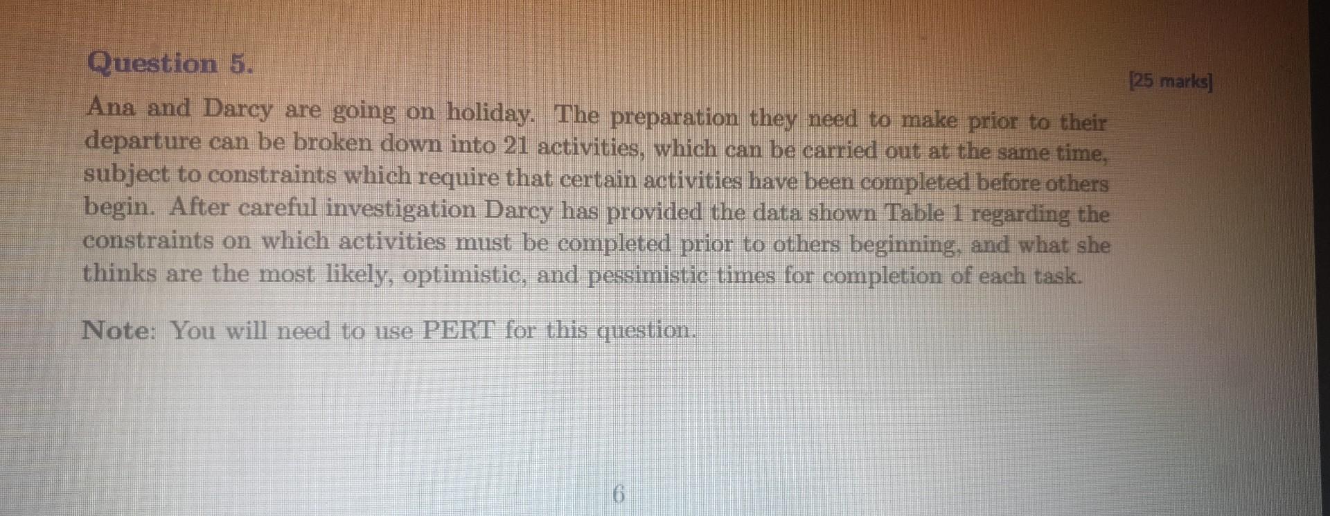 Solved Question 5. Ana and Darcy are going on holiday. The | Chegg.com