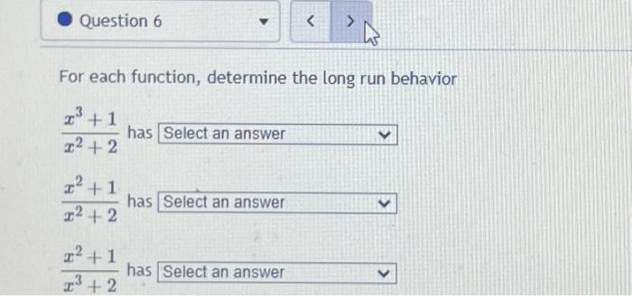 Solved For each function, determine the long run behavior | Chegg.com