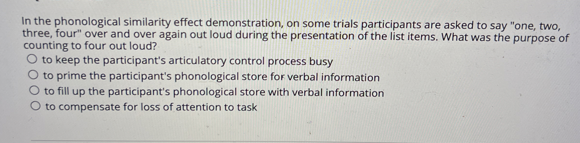 Solved In the phonological similarity effect demonstration, | Chegg.com