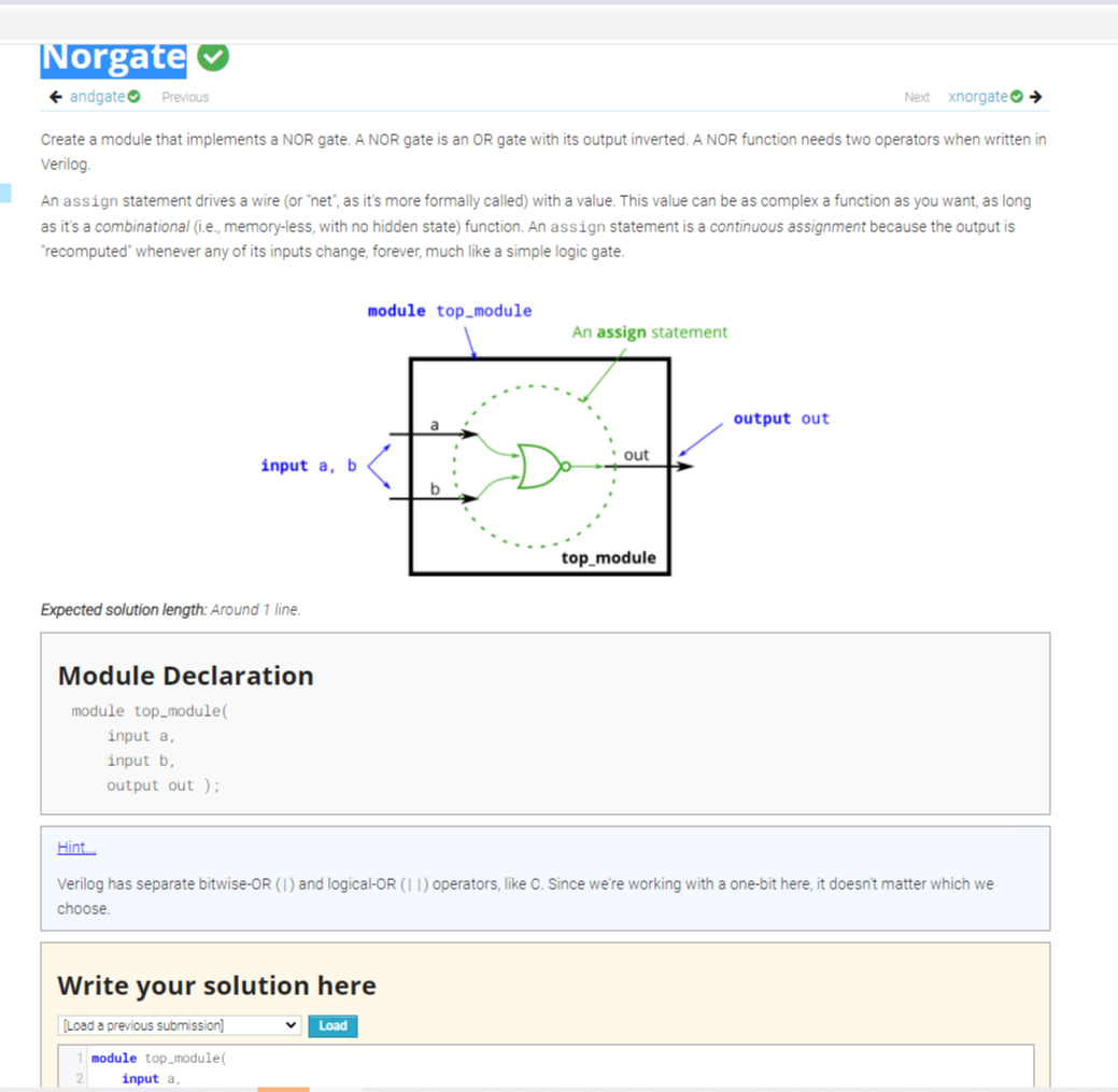 Solved Create a module that implements a NOR gate. A NOR | Chegg.com