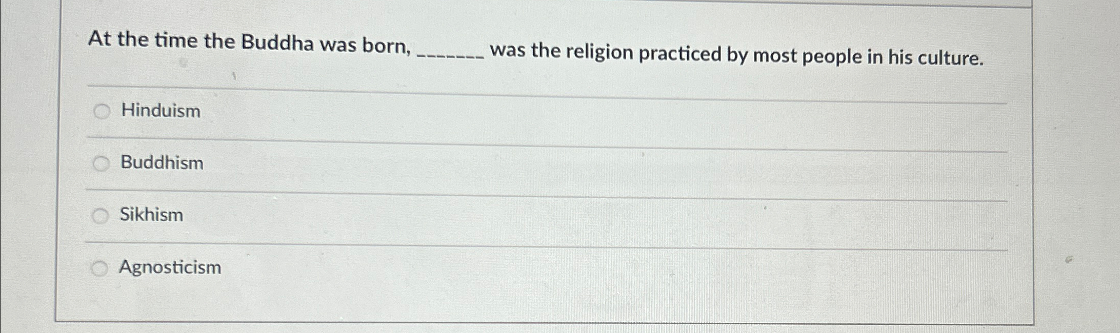 Solved At the time the Buddha was born, was the religion | Chegg.com