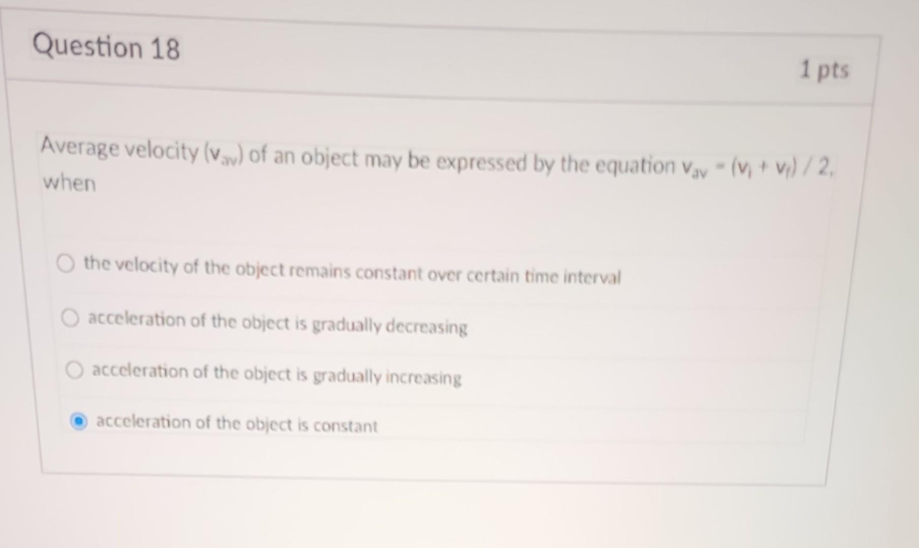 Solved Average velocity (vav) of an object may be expressed | Chegg.com